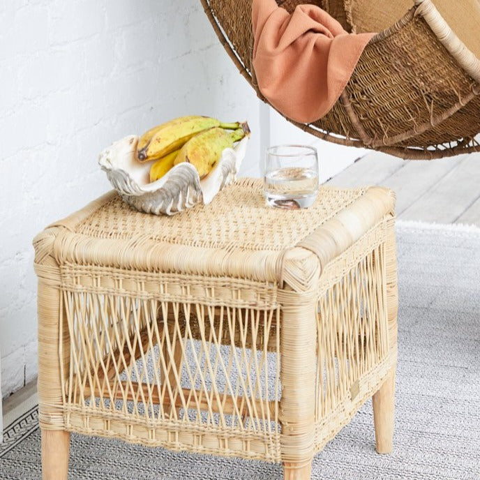 Traditional Open-Weave Square Side Table | Retreat Collection Homewares